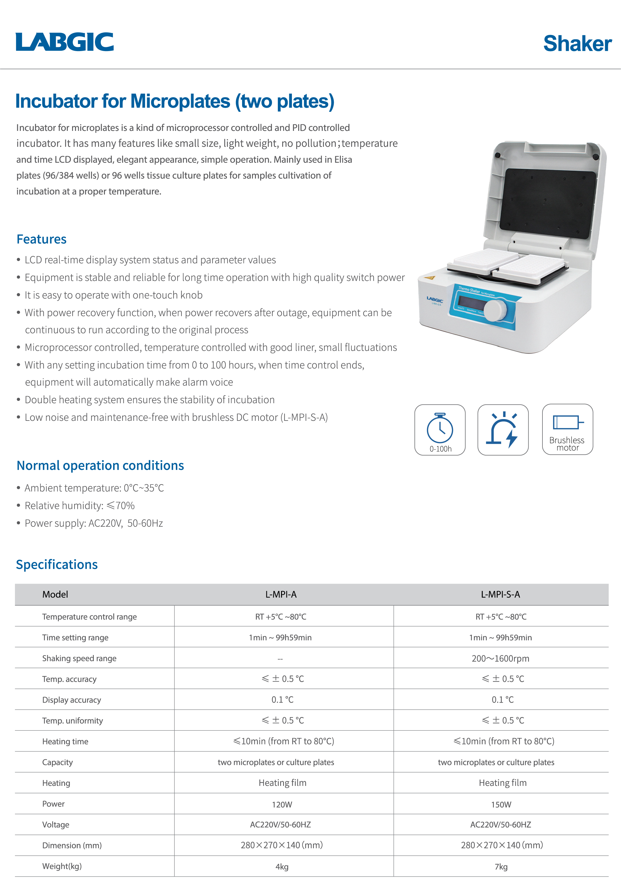 L-MPI-A Incubator for Microplates (two plates)