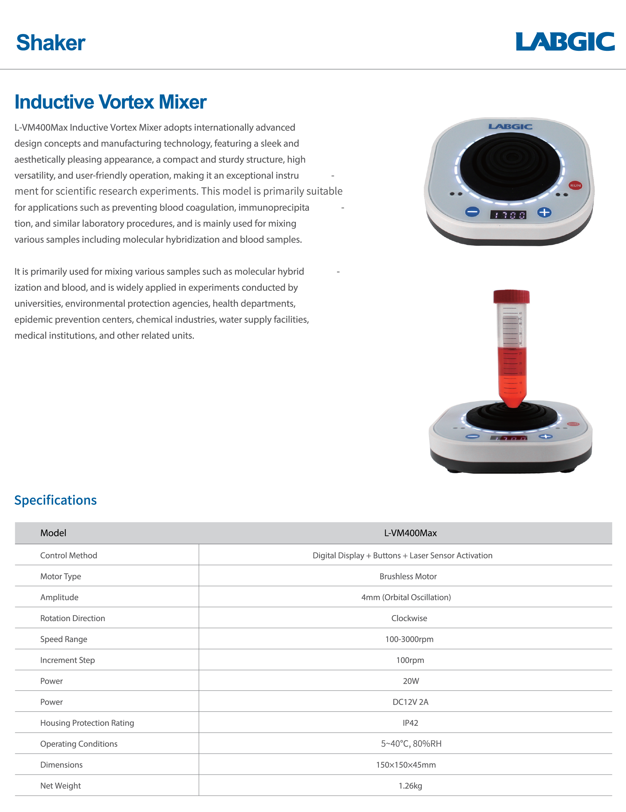 L-VM400Max Inductive Vortex Mixer