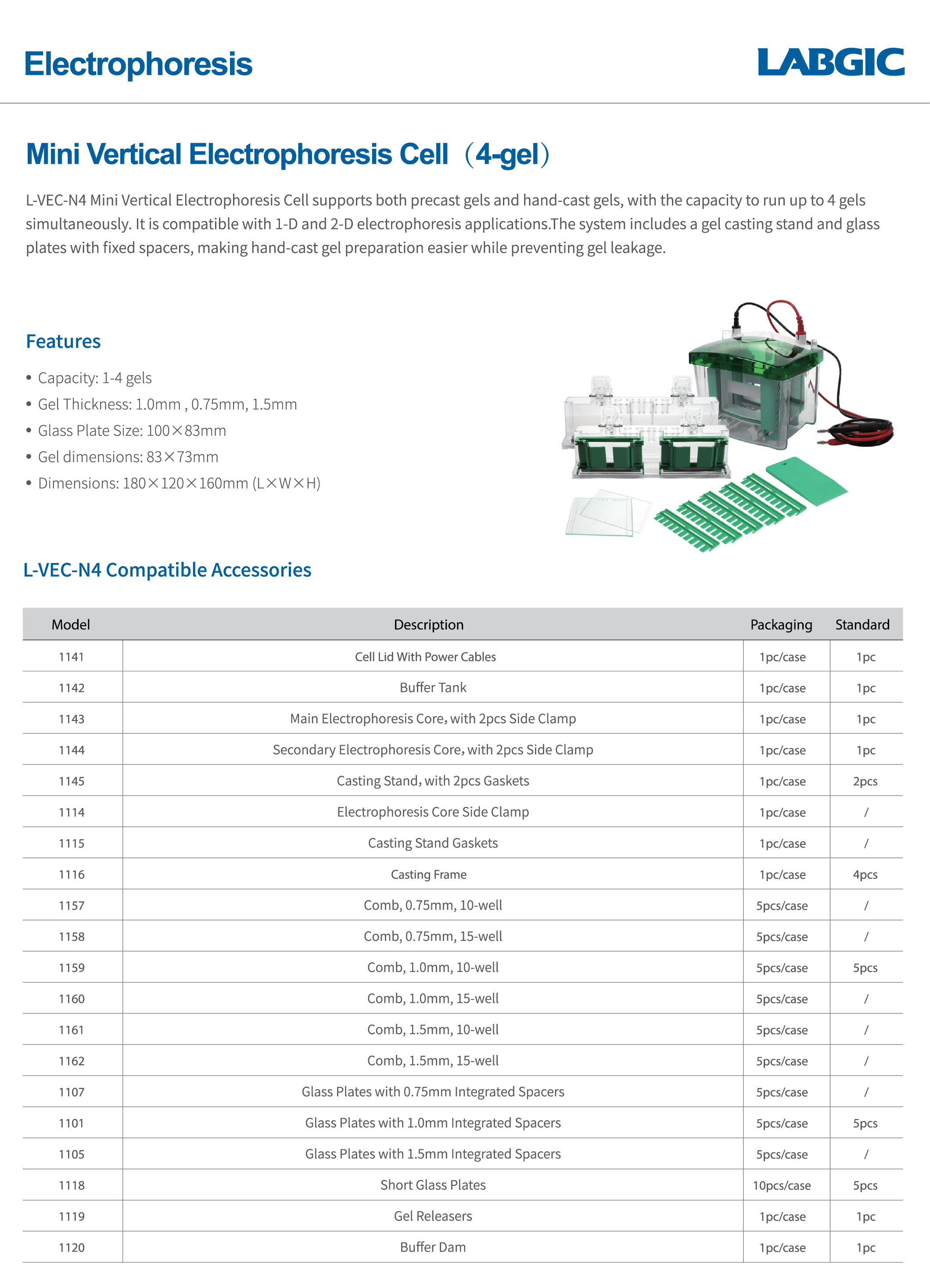 Mini Vertical Electrophoresis Cell (4-gel)