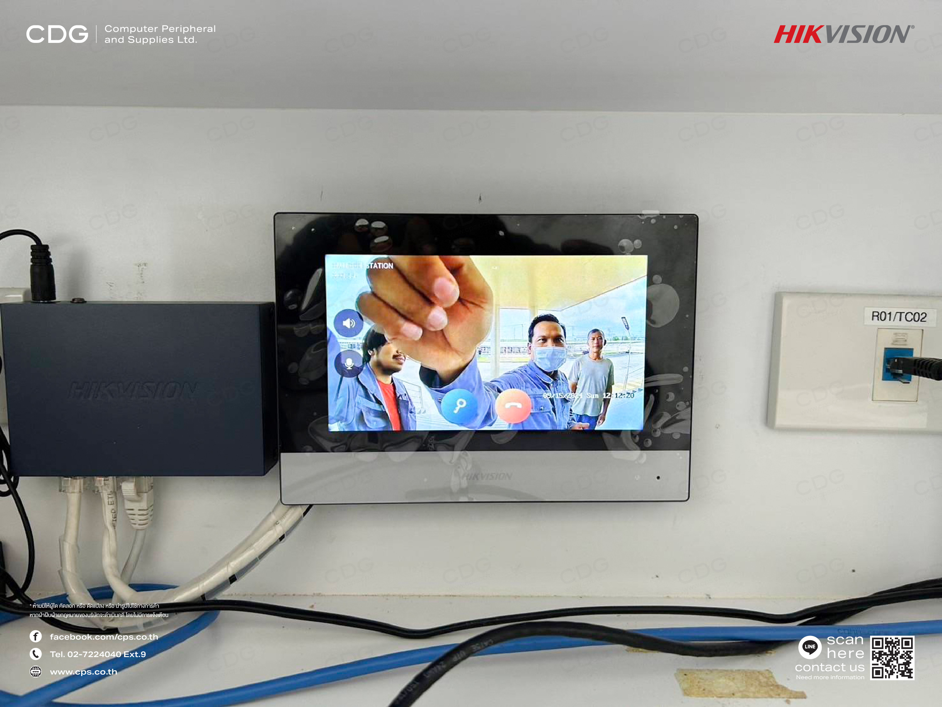 ชุดระบบ Hikvision IP POE Video Intercom รุ่น DS-KV6113-PE1