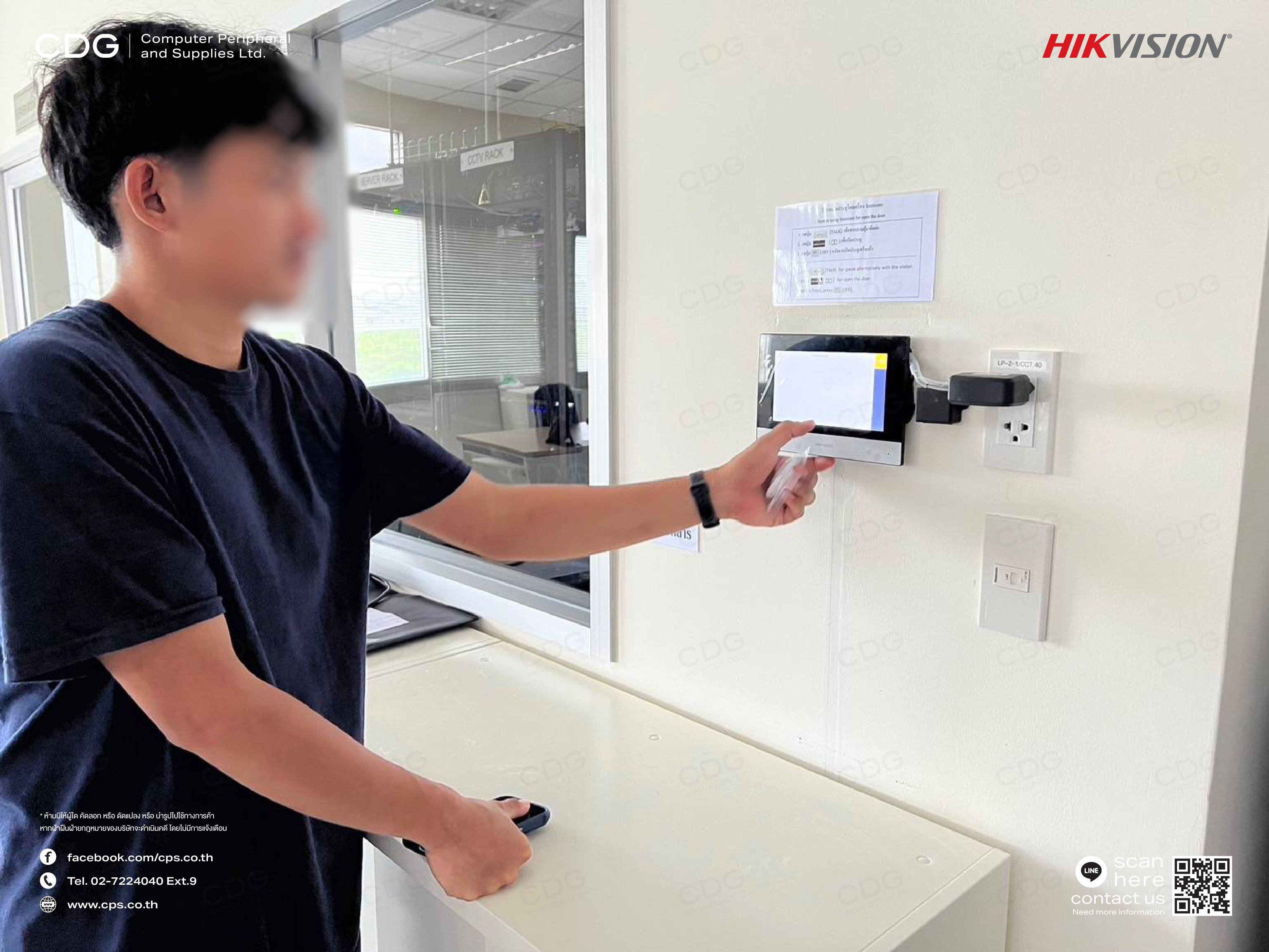 ชุดระบบ Hikvision IP POE Video Intercom รุ่น DS-KV6113-PE1