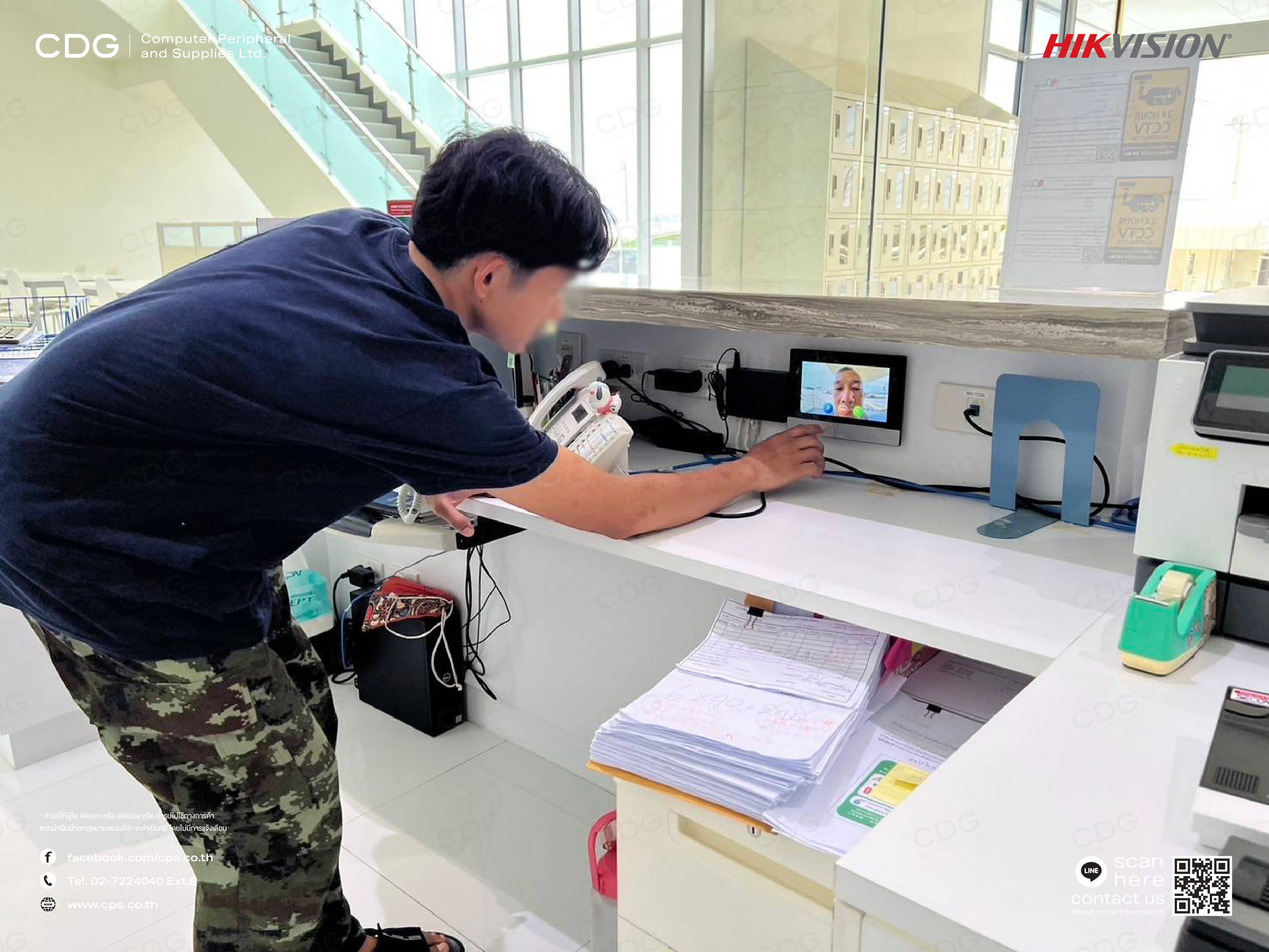 ชุดระบบ Hikvision IP POE Video Intercom รุ่น DS-KV6113-PE1