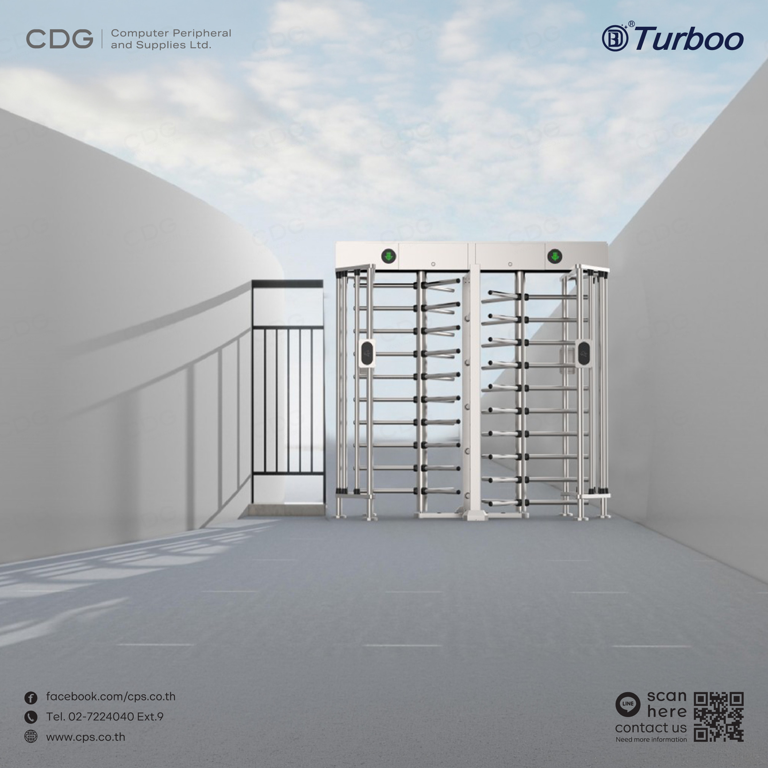 Full Height Gate Turnstile G537-2 Semi-Automatic