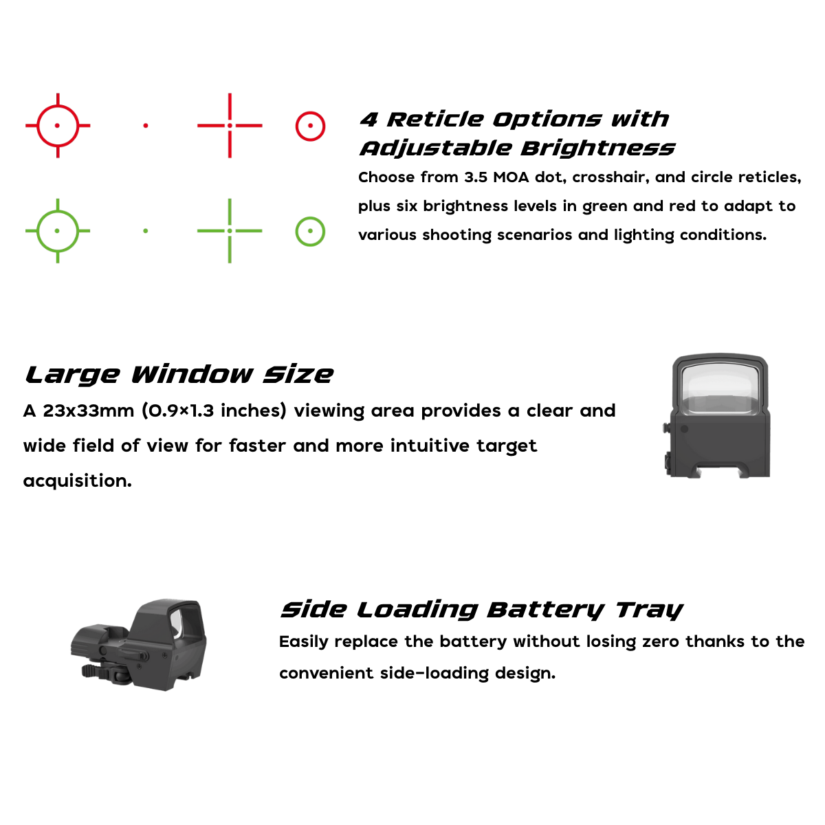 VictOptics SRD 1x23x33 Four-Reticle Red Dot Sight [RDSL36]