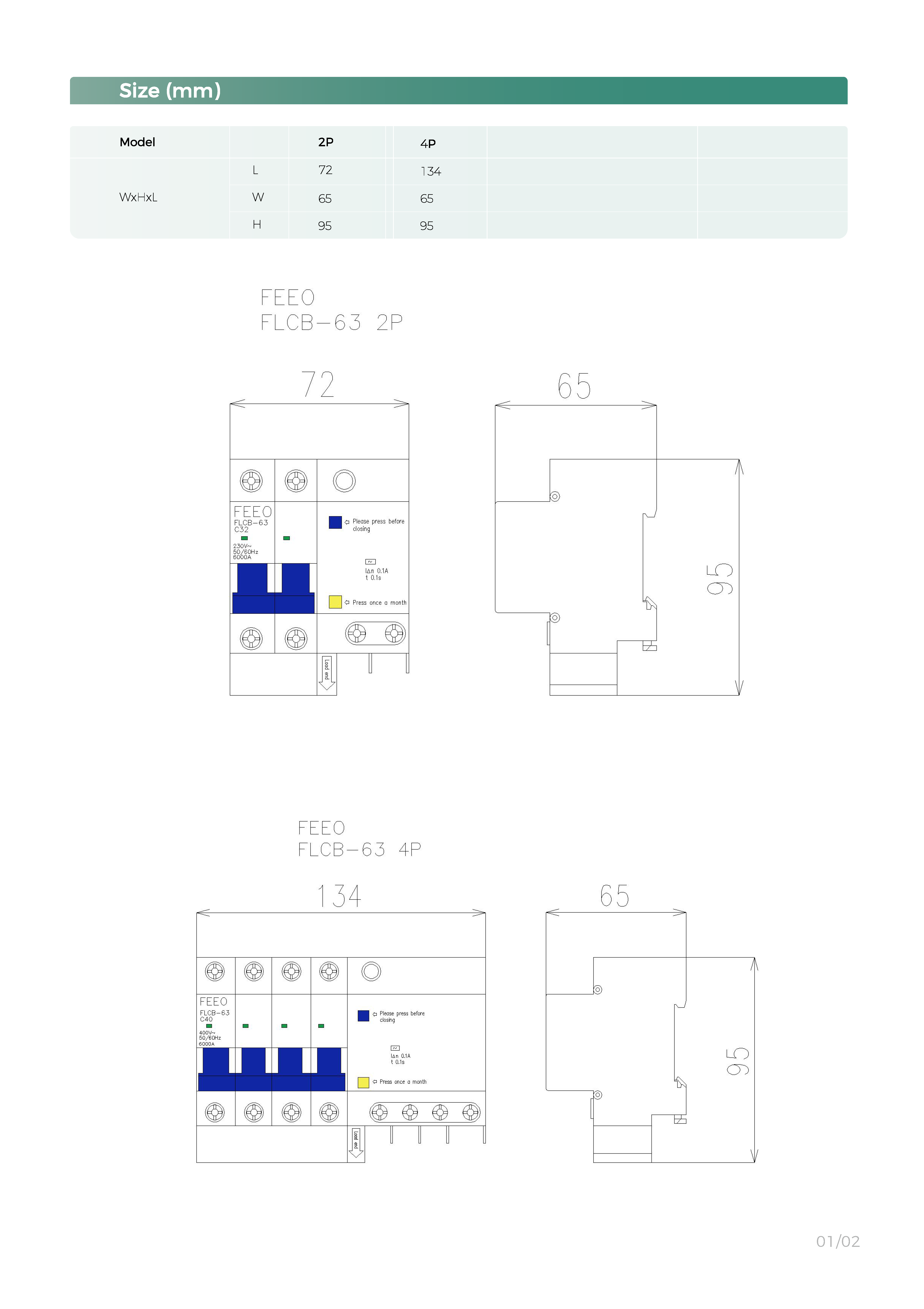 AC Breaker RCBO 2P 230V (FLCB-63)