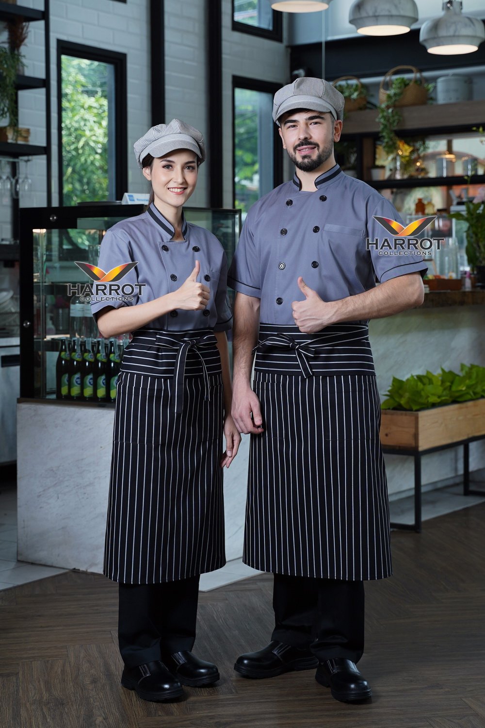 Black-Grey Chef Jacket Fabric : Comtwill - harrot