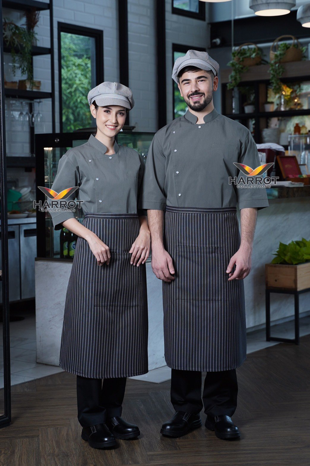 Indigo Grey chef jacket (FSS0352) - harrot