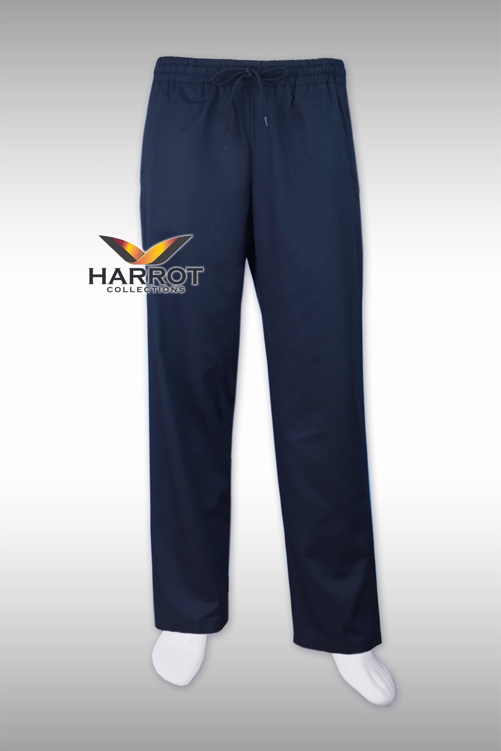 Navy Blue elastic waist chef trouser Unisex - harrot
