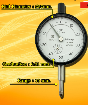 Dial gauge Range 0-10mm. Graduation 0.01mm. - thaimetrology