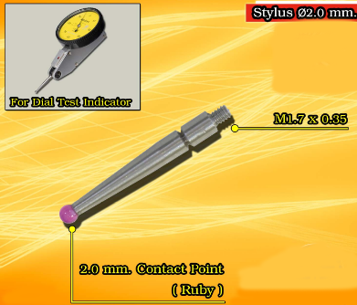 Contact Point Ruby for Dial Test Indicator Size 2.0mm.
