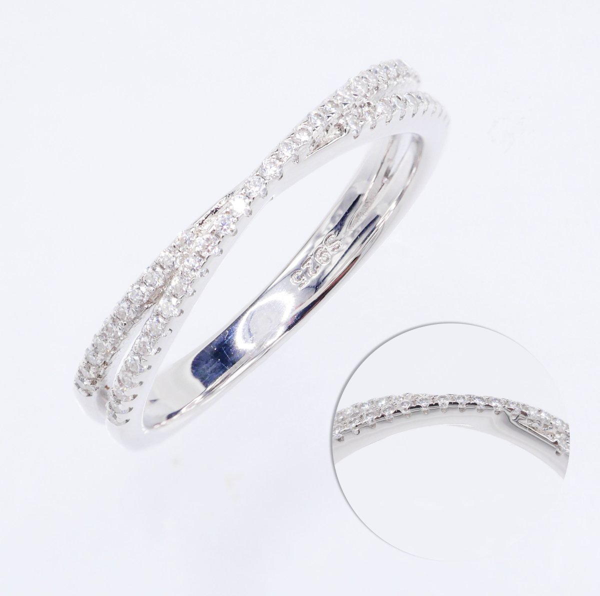 0.20 ct., Lab Grown Diamond, Crossed Parallel Diamond Paved Ring ...