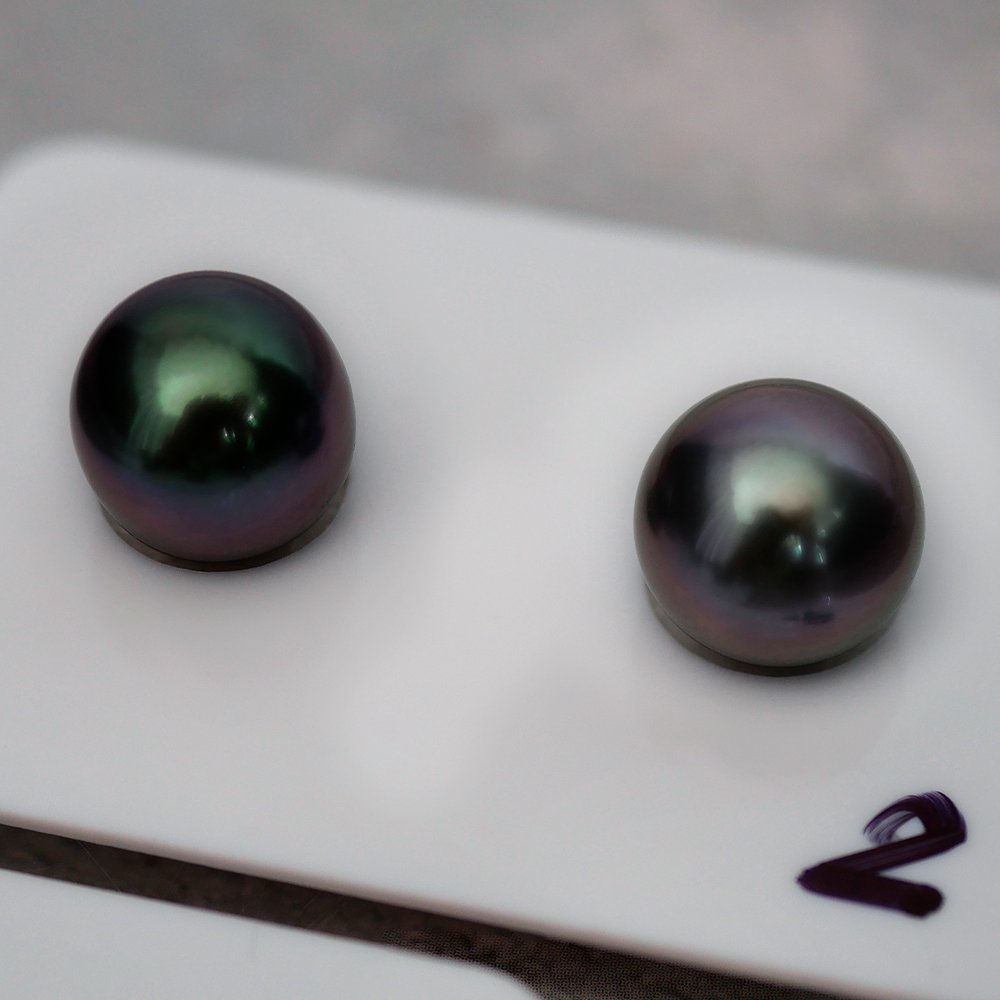Approx.10.0 - 10.5 mm, Tahitian Pearl, Pair Pearls - pakasiapearl
