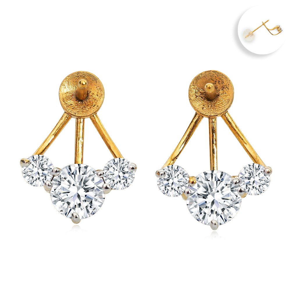 9K Gold, Diamond Crown Stud Earrings Setting - pakasiapearl