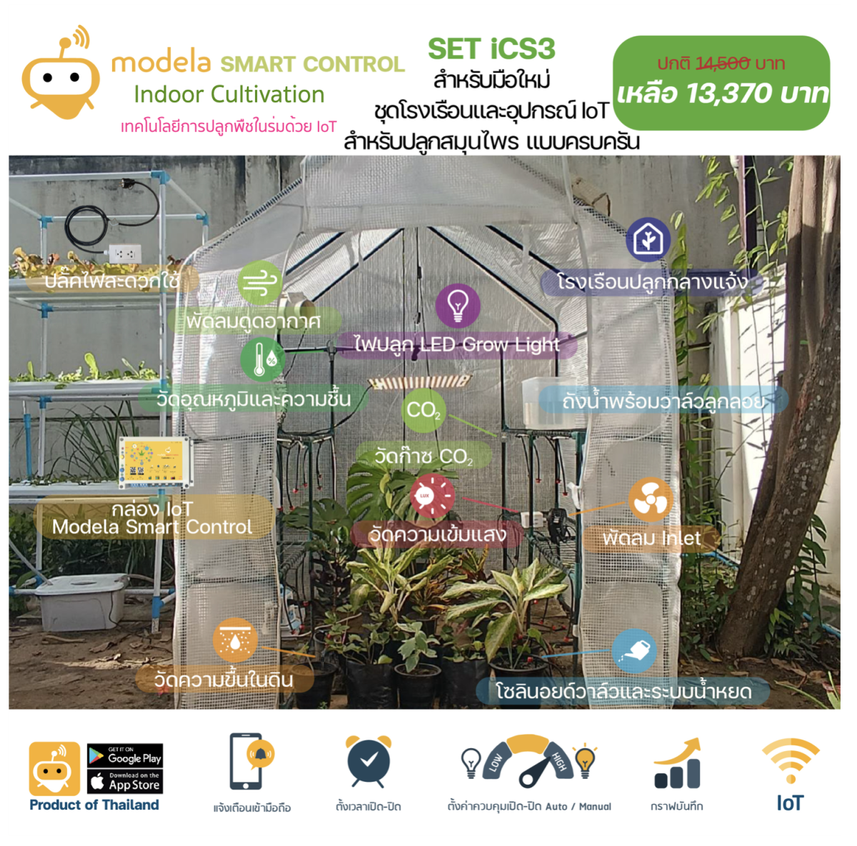 SET iCS3 แพคเกจมือใหม่ (Beginning)รวมอุปกรณ์โรงเรือนปลูกกลางแจ้ง