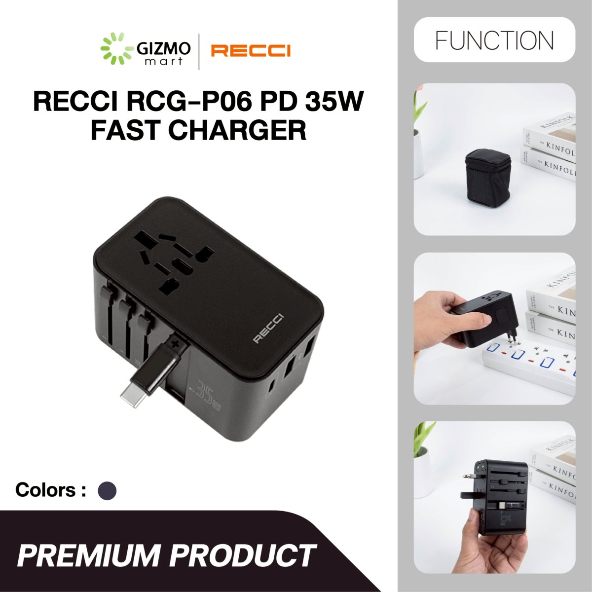 Recci RCG-P06 PD 35W Universal พร้อมสายยืดหดในตัว
