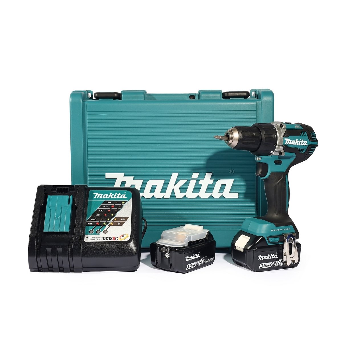 MAKITA รุ่น DDF484RFE ชุดเซ็ท สว่านไร้สาย 18V 3Ah x2, DC18RC N-M 54/30 ...