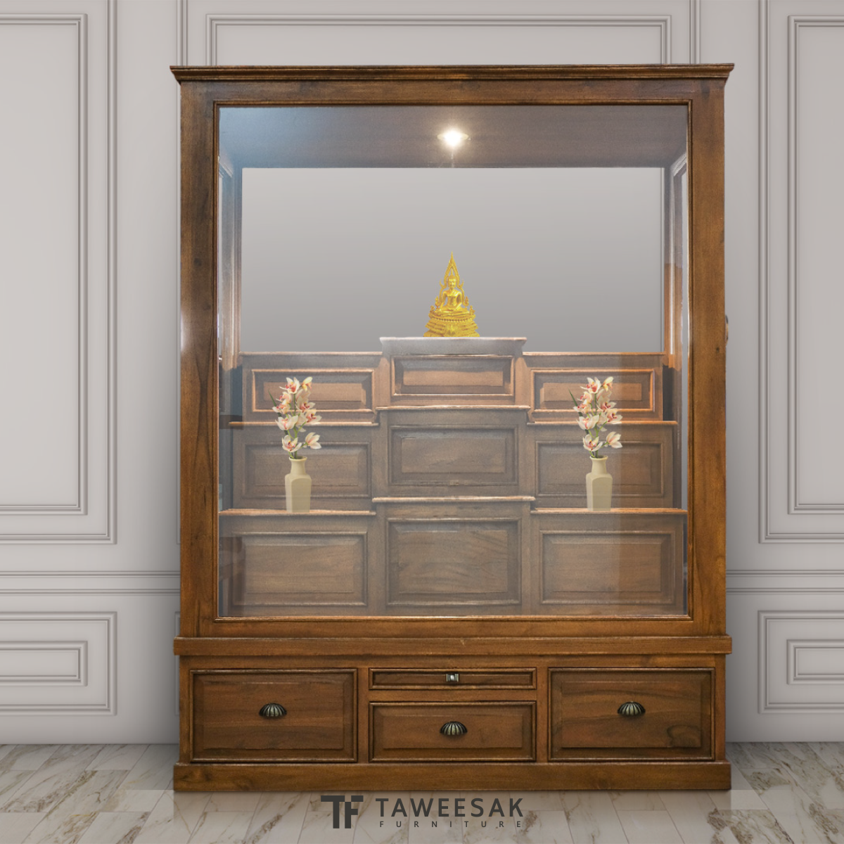 ตู้หมู่พระไม้สัก AA041 - taweesakfurniture