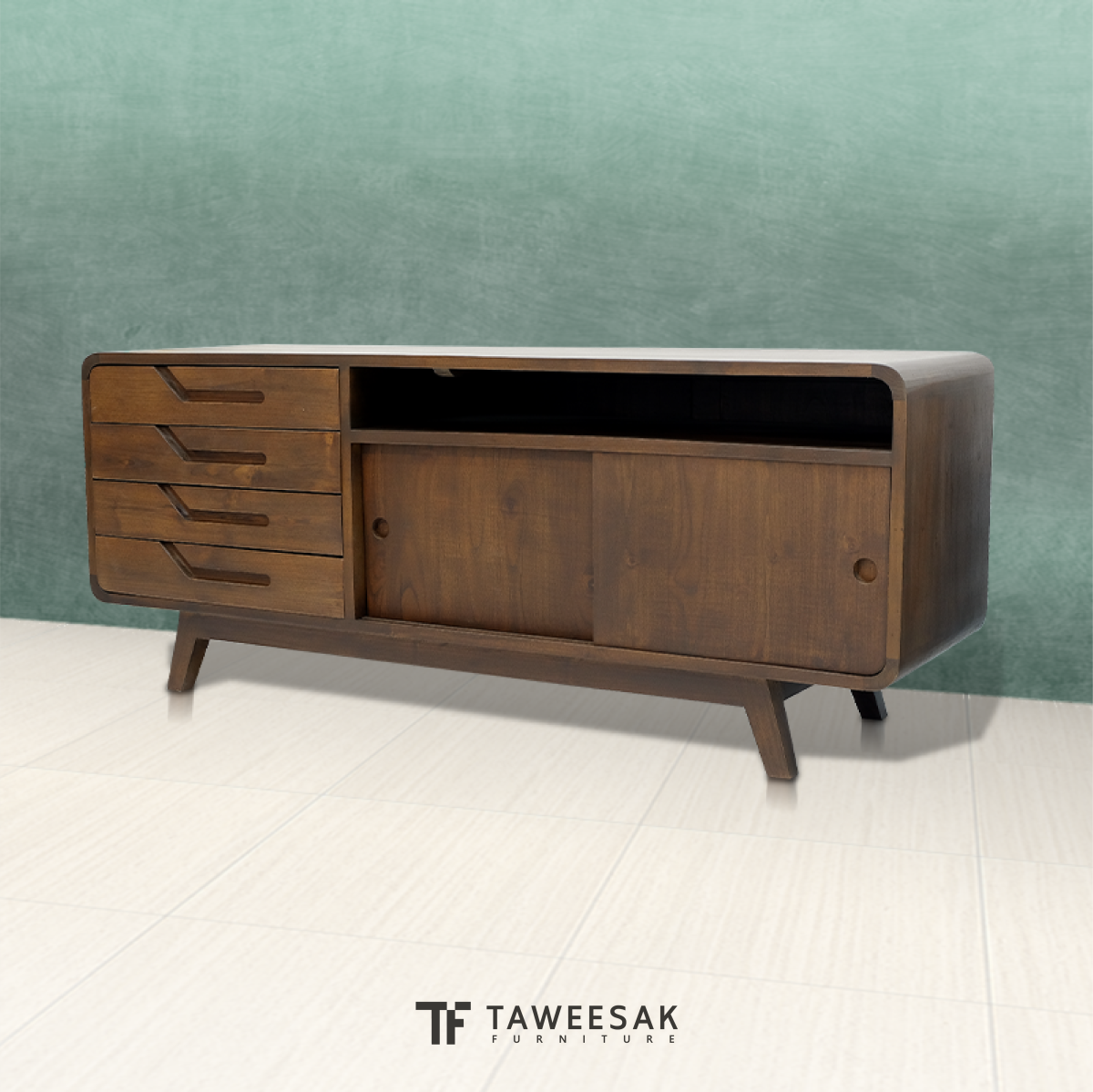 ไซด์บอร์ดวางทีวีไม้สัก TV045