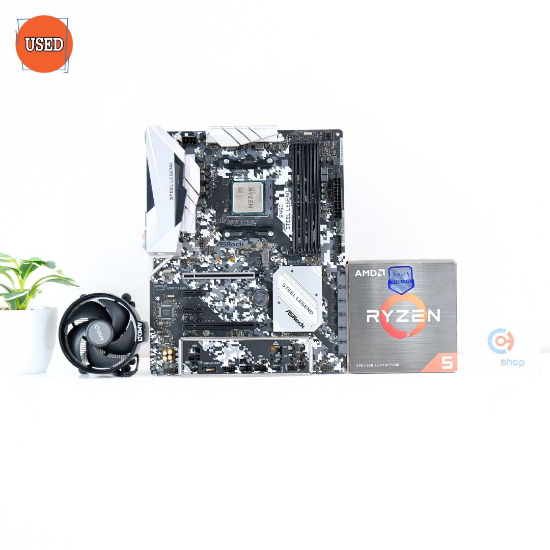 ชุดซีพียูพร้อมเมนบอร์ด CPU : AMD RYZEN 5 5600X + MB : ASROCK B450 STEEL LEGEND P16115