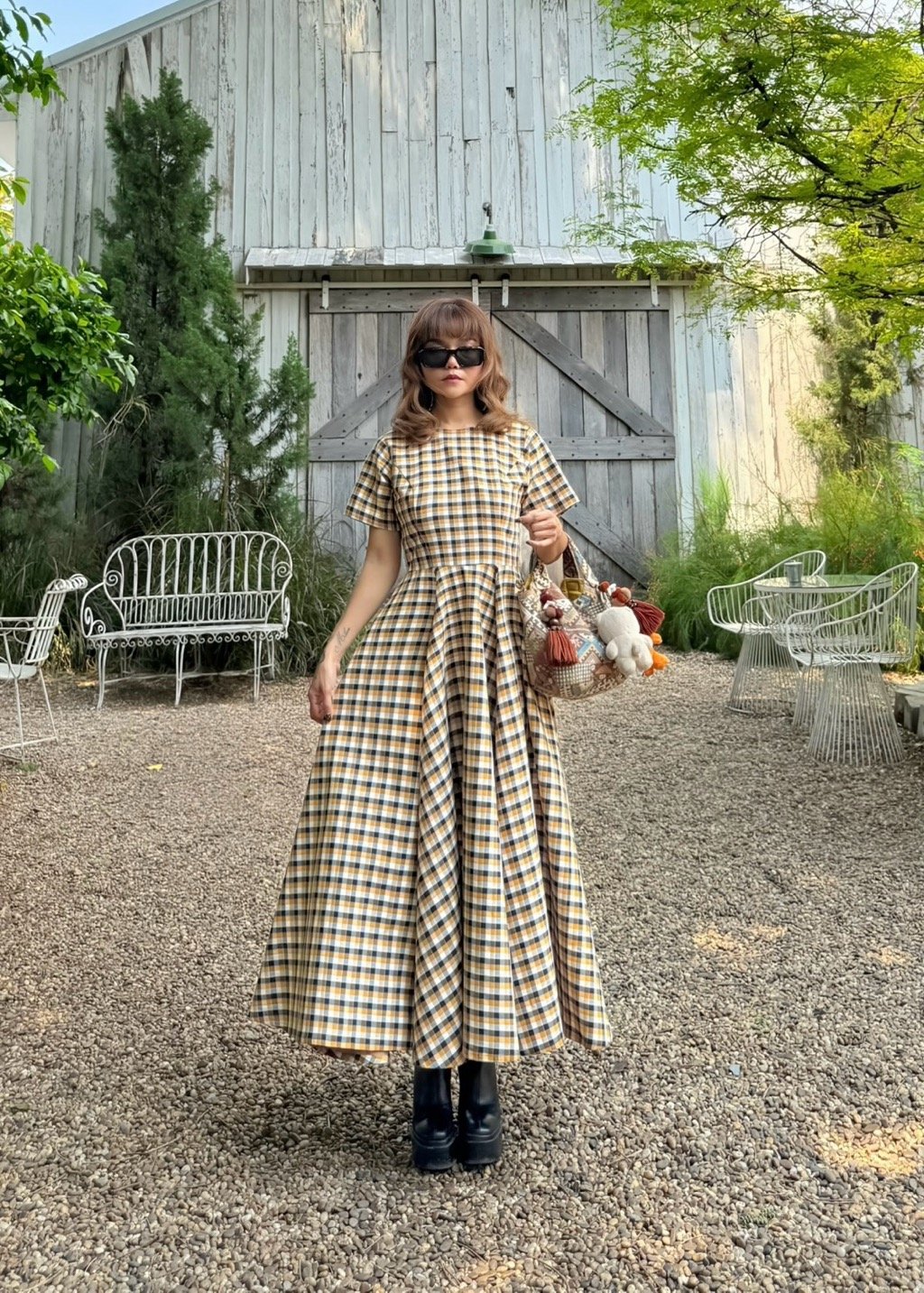 Maxi Dress จากผ้าขาวม้า ทอจากโรงทอจังหวัดราชบุรี