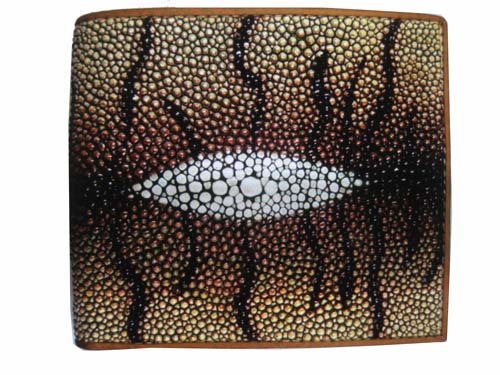 Genuine Stingray Leather Wallet in Brown Tiger Stripes Stingray Skin # ...