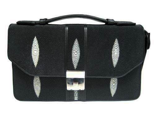 Genuine Stingray Leather Handbag in Black Stingray Skin #STM380H ...