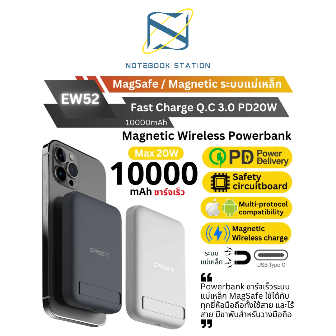 Eloop MagSafe Magnetic Powerbank EW52 (10,000 mAh) Fast charge PD 20W ...
