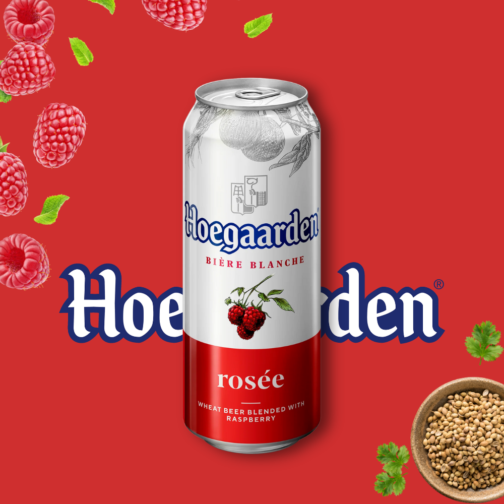 Hoegaarden Rosee Can 330ml – เบียร์ราสป์เบอร์รีเบลเยียม หอมหวาน ดื่มง่าย