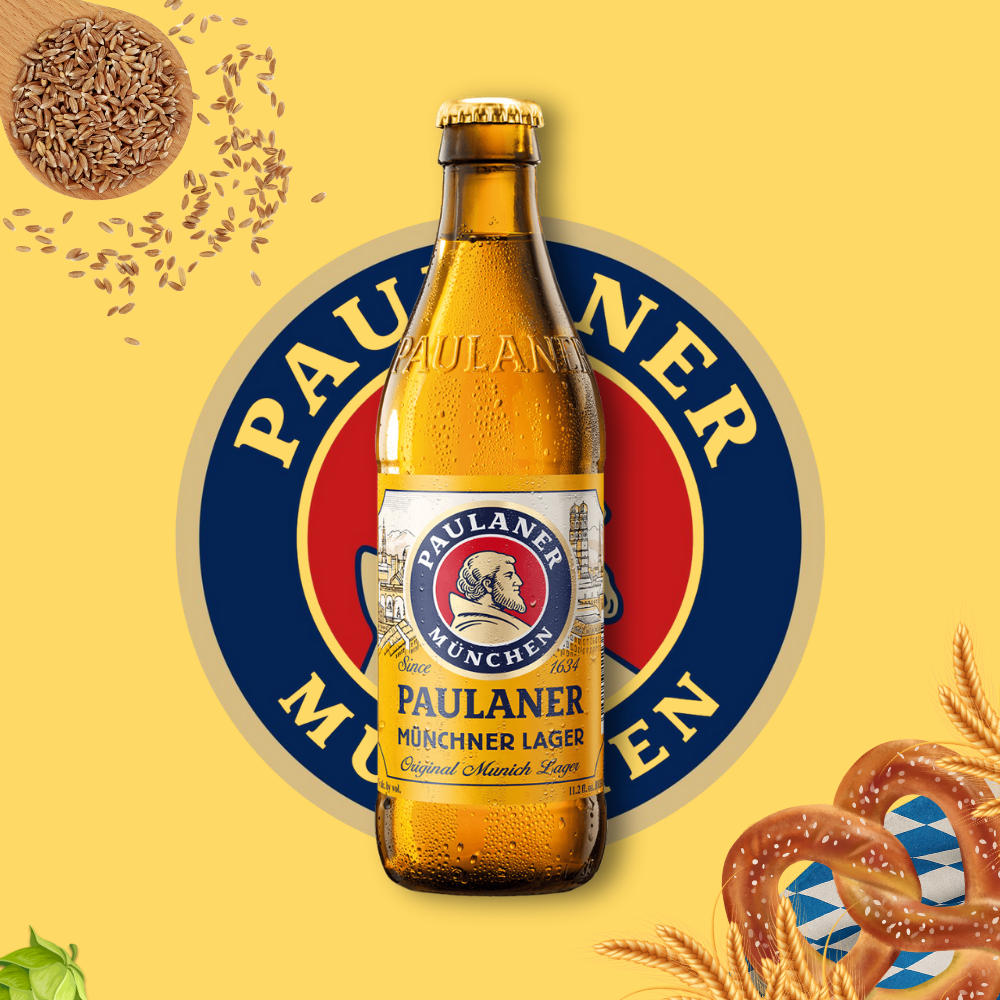 Paulaner Münchner Hell 500ml - เบียร์เยอรมันลาเกอร์สไตล์ Munich Helles