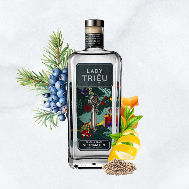 Lady Triệu Gin 700ml. - คราฟต์จินพรีเมียมจากเวียดนาม กลิ่นหอมสมุนไพรและ ...