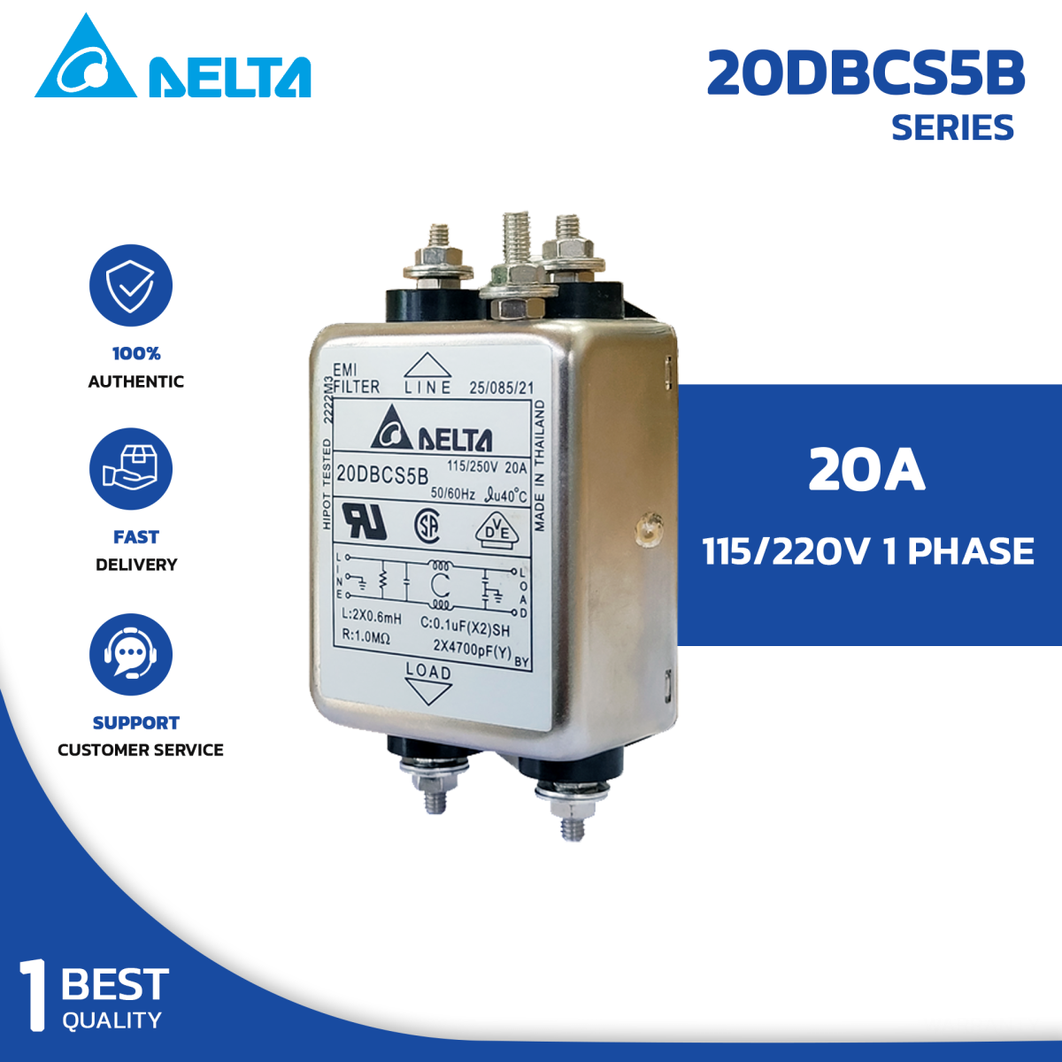 EMI noise filter DELTA 20A 220V 1Phase
