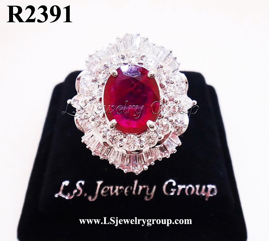แหวนทับทิมสยามเจียระไน (Certificate Natural Siam Ruby) 3.16 ct.