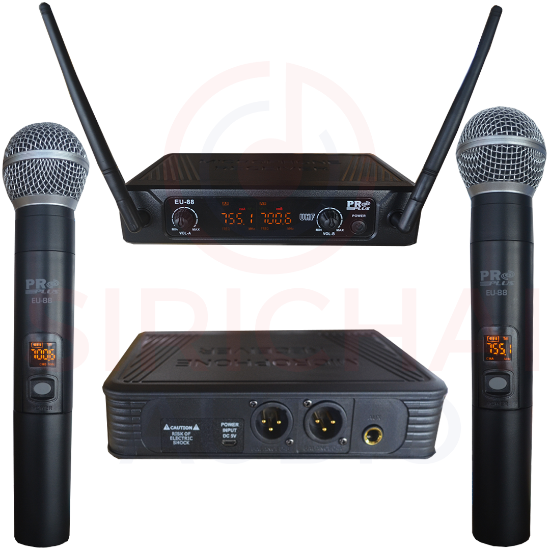 ไมค์ลอยUHFคู่ PROPLUS รุ่น EU88