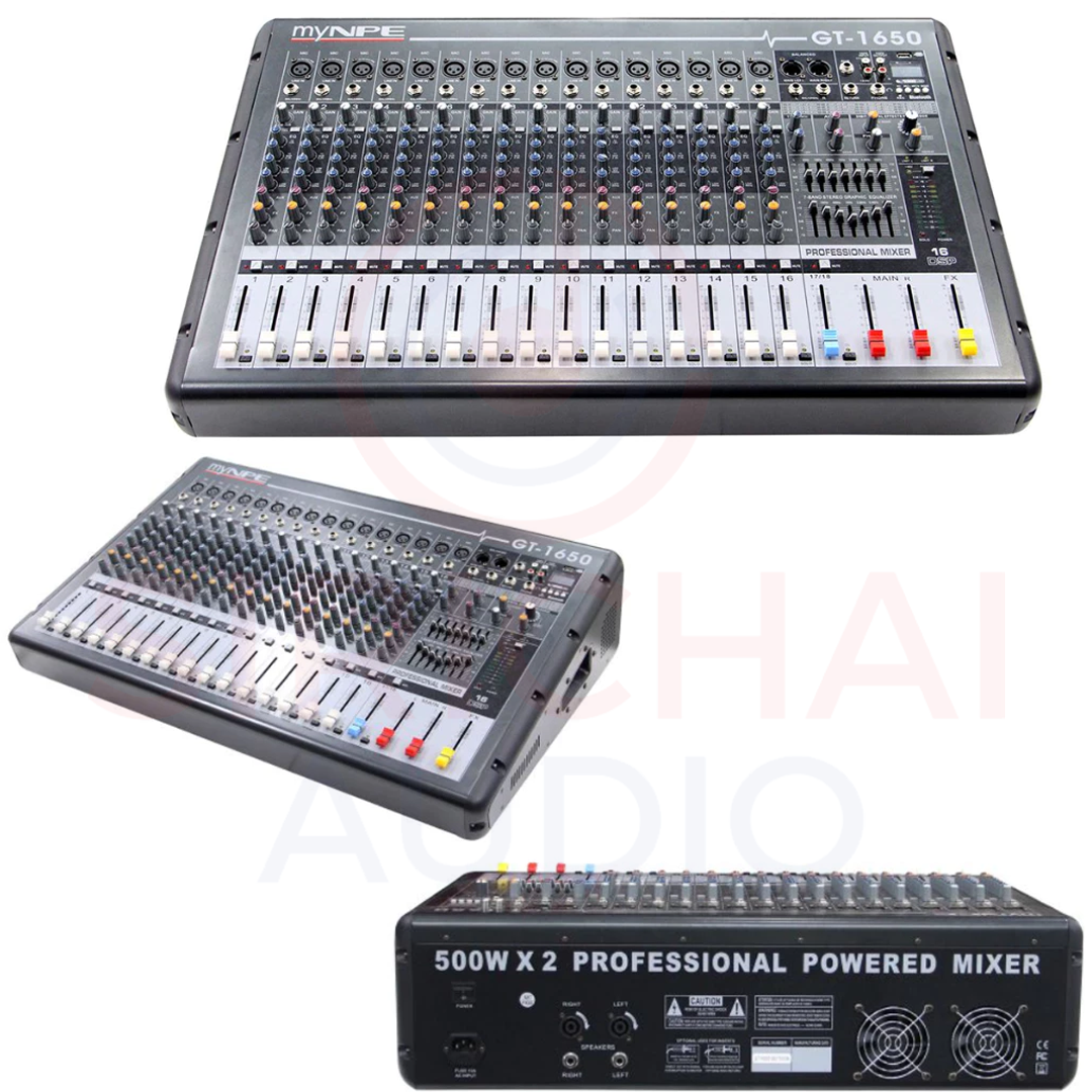 เพาเวอร์มิกเซอร์16แชนแนล NPE รุ่น GT1650 (16DSP) Power Mixer - sirichaiaudio