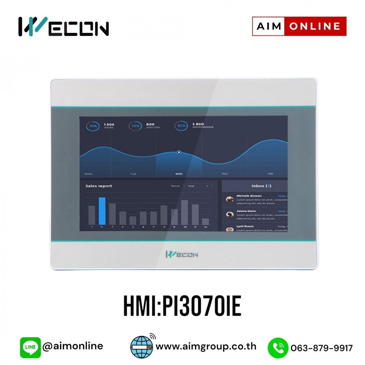 Wecon New Style 7 inch HMI PI3070ie หน้าจอ HMI