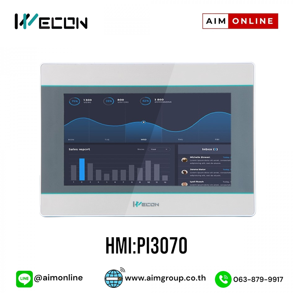Wecon New Style 7 inch HMI PI3070i หน้าจอ HMI - aimgroup