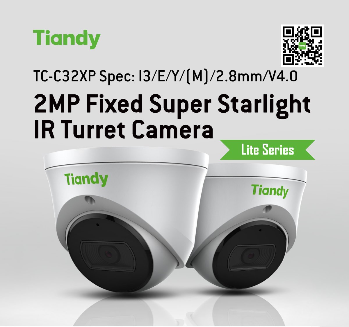 TC-C32XP Tiandy 2MP Fixed Super Starlight IR Turret Camera