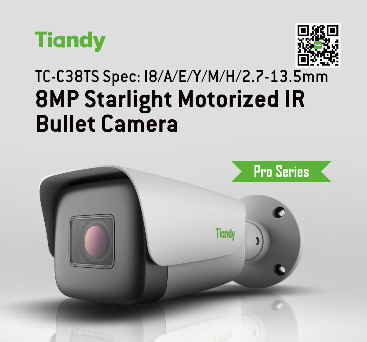TC-C38TS Tiandy 8MP Starlight Motorized IR Bullet Camera