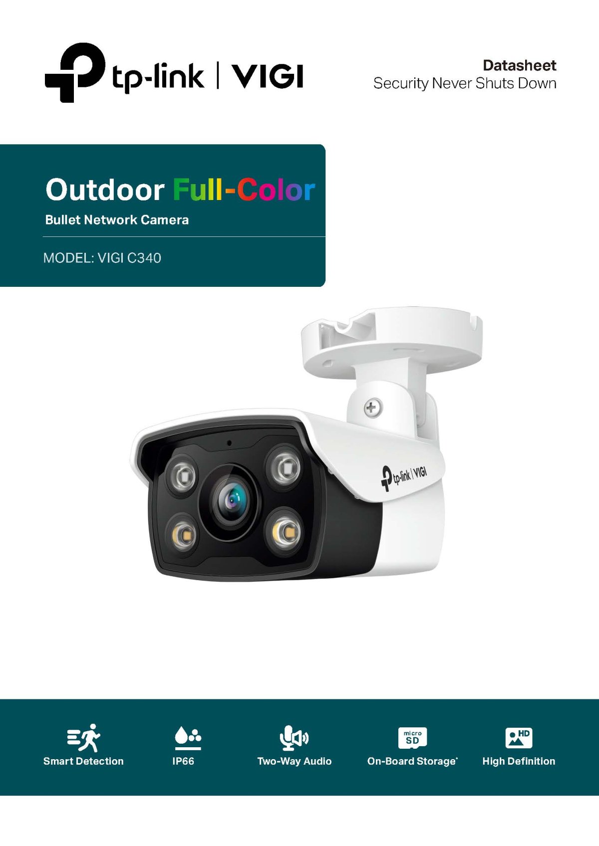 4MP Outdoor Full-Color Bullet Camera TP-Link VIGI C340 - aimgroup