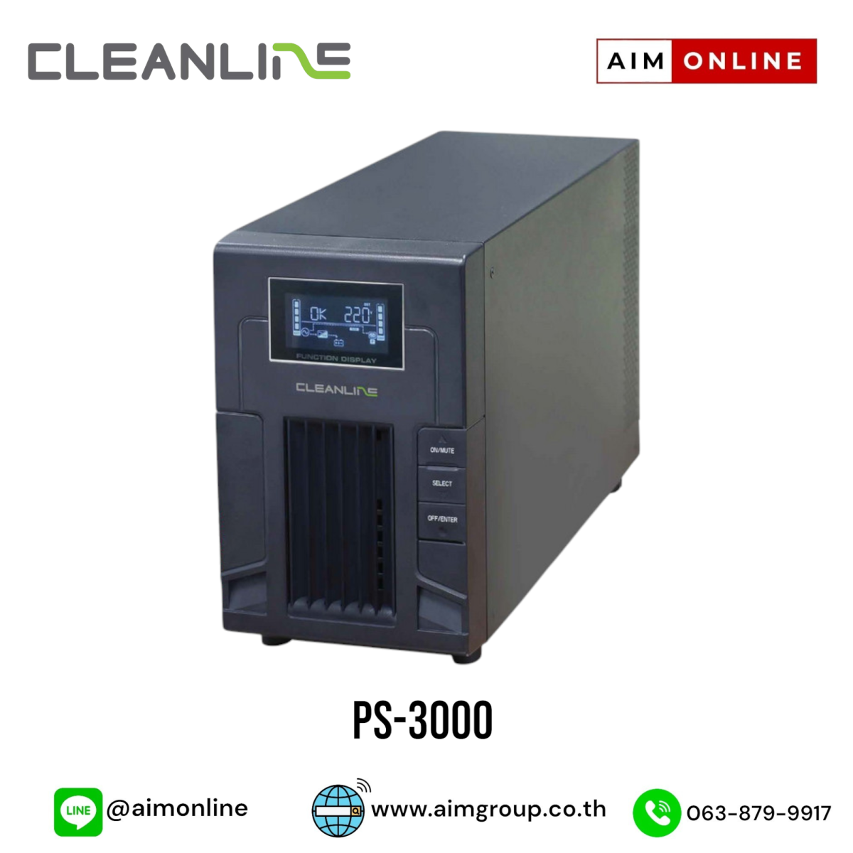 CLEANLINE PS-3000:10,000VA/2,100W UPS รับประกัน 2 ปี