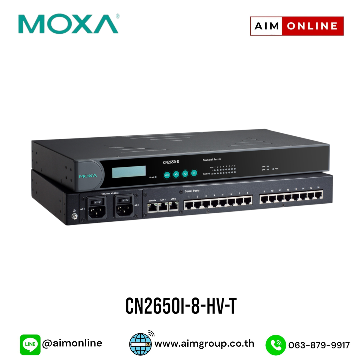 MOXA 8 Port Terminal Server 10/100M Model: CN2650I-8-HV-T - aimgroup