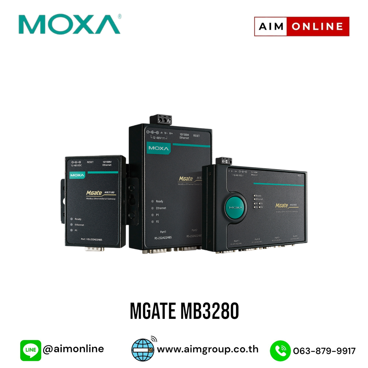 MOXA RS-232/422/485 TCP Serial Gateway Model MGate MB3280