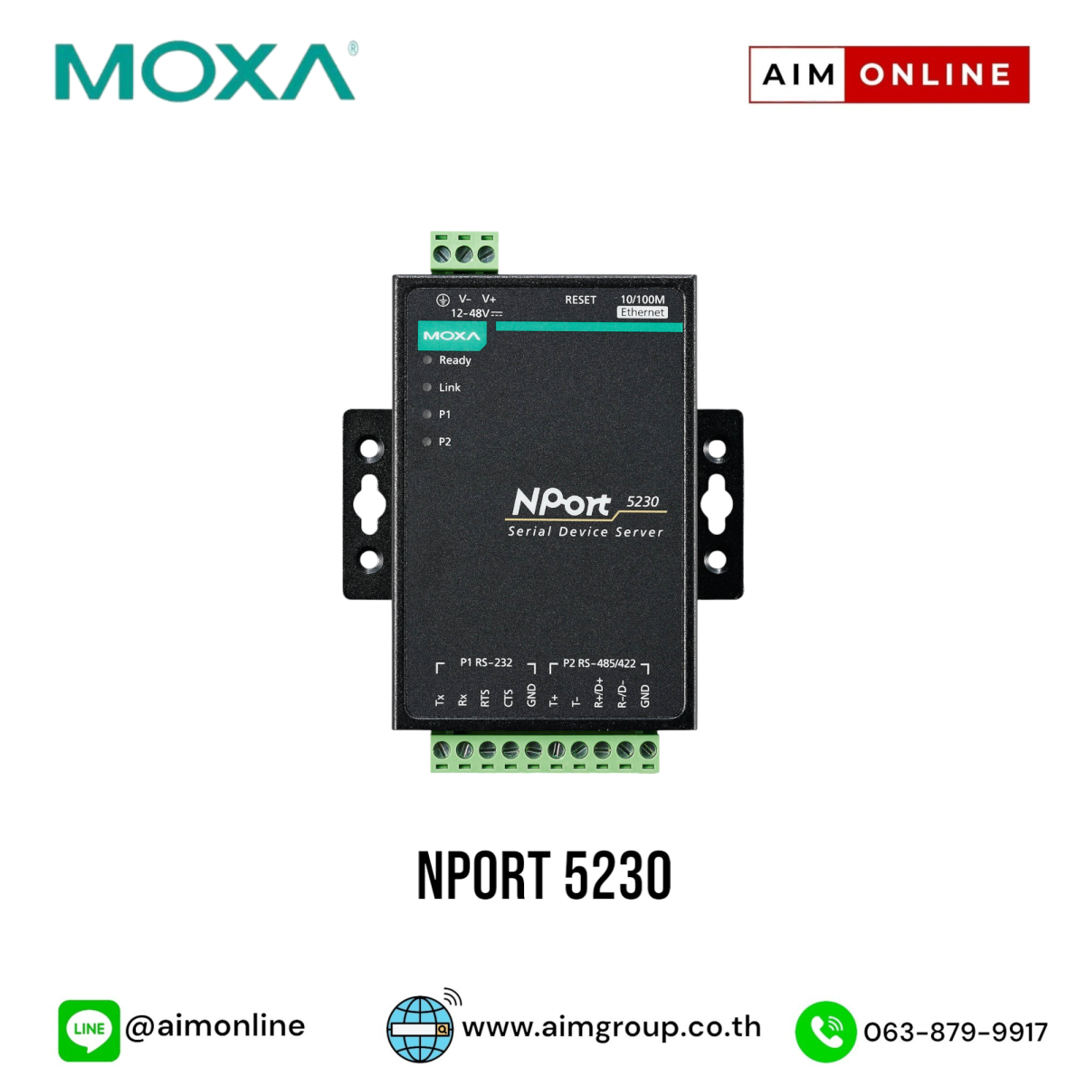 MOXA RS-422/485 and 1-port RS-232 10/100M Model NPort 5230 - aimgroup