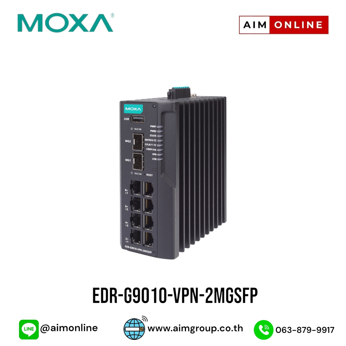 MOXA Industrial Secure Router Model EDR-G9010-VPN-2MGSFP - aimgroup