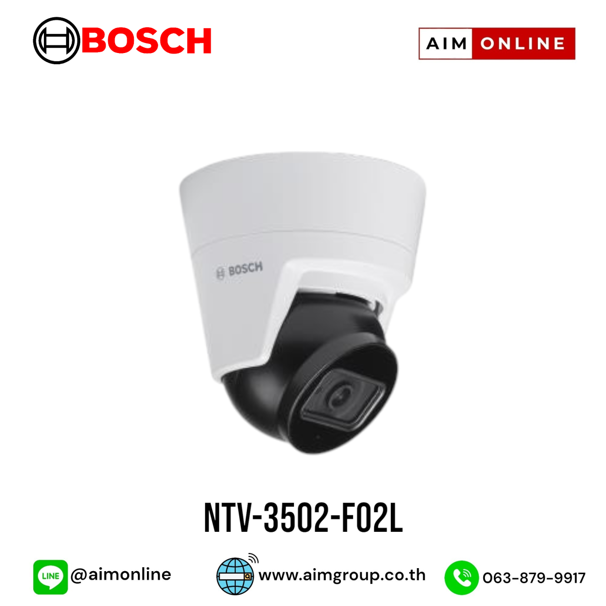 BOSCH Dome 2MP 130° Fixed IK08 Model NTV-3502-F02L - aimgroup