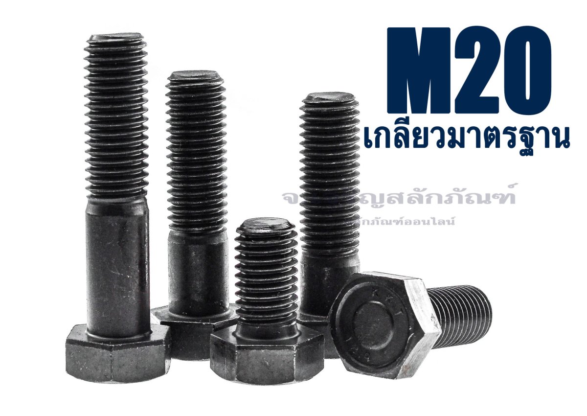 น็อตเหลี่ยมดำแข็ง M20x100 เกรด 10.9 แข็งพิเศษ