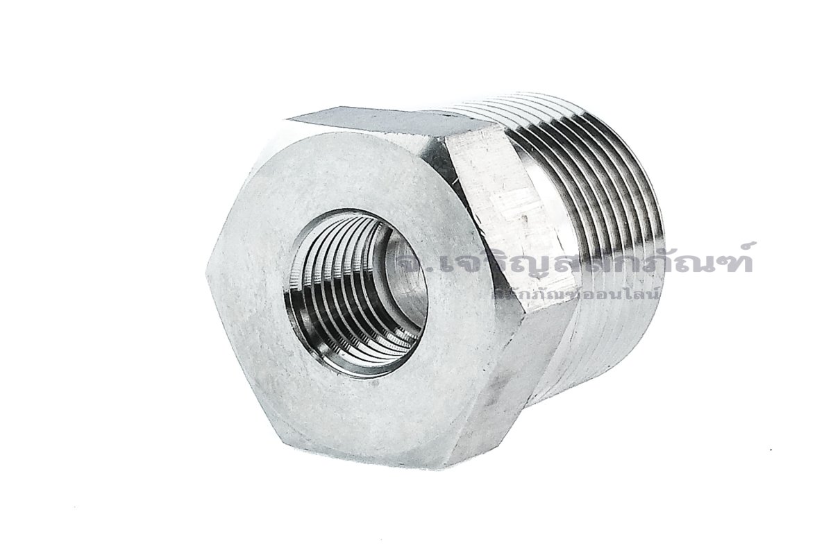 ข้อต่อลดเหลี่ยมสแตนเลส (เกลียวนอก x เกลียวใน) ขนาด 3/4"-14 NPT x 1/4 ...