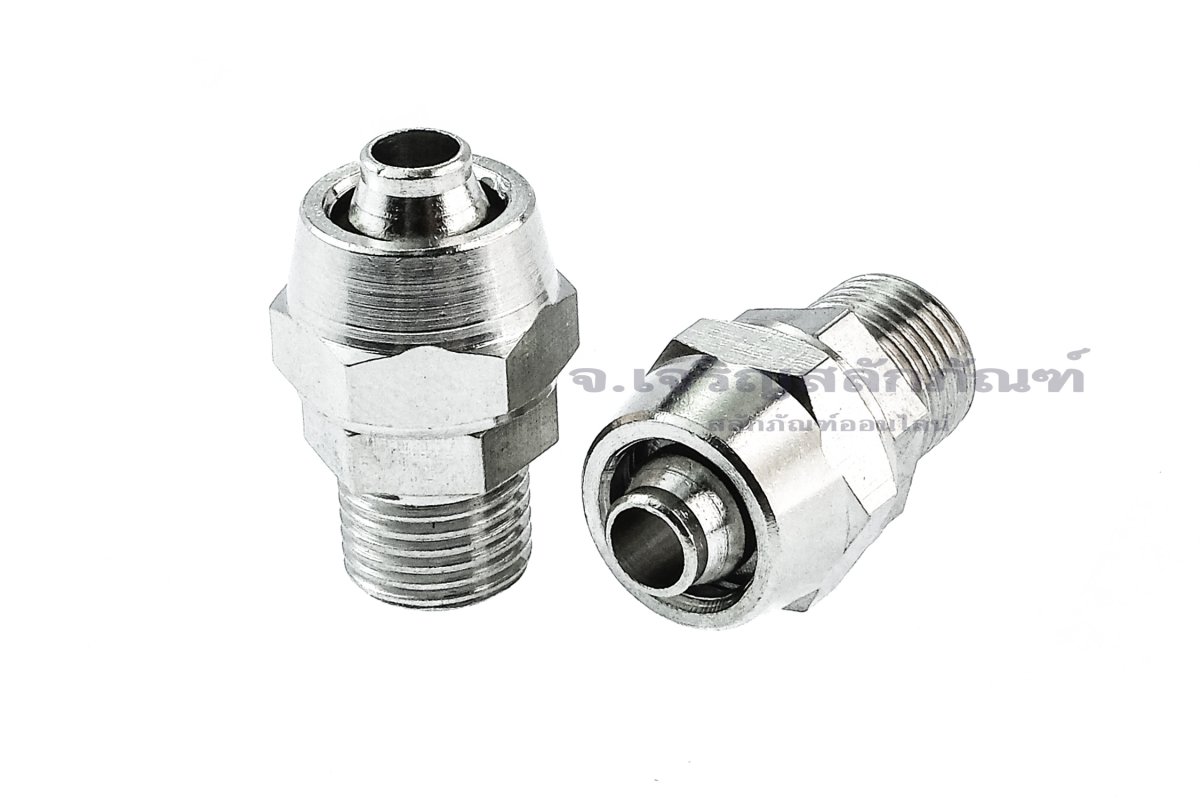 ข้อต่อลมทองเหลืองอย่างดี แบบสวมขันอัด (เกลียวนอก x เสียบสาย) ขนาด 1/8 ...