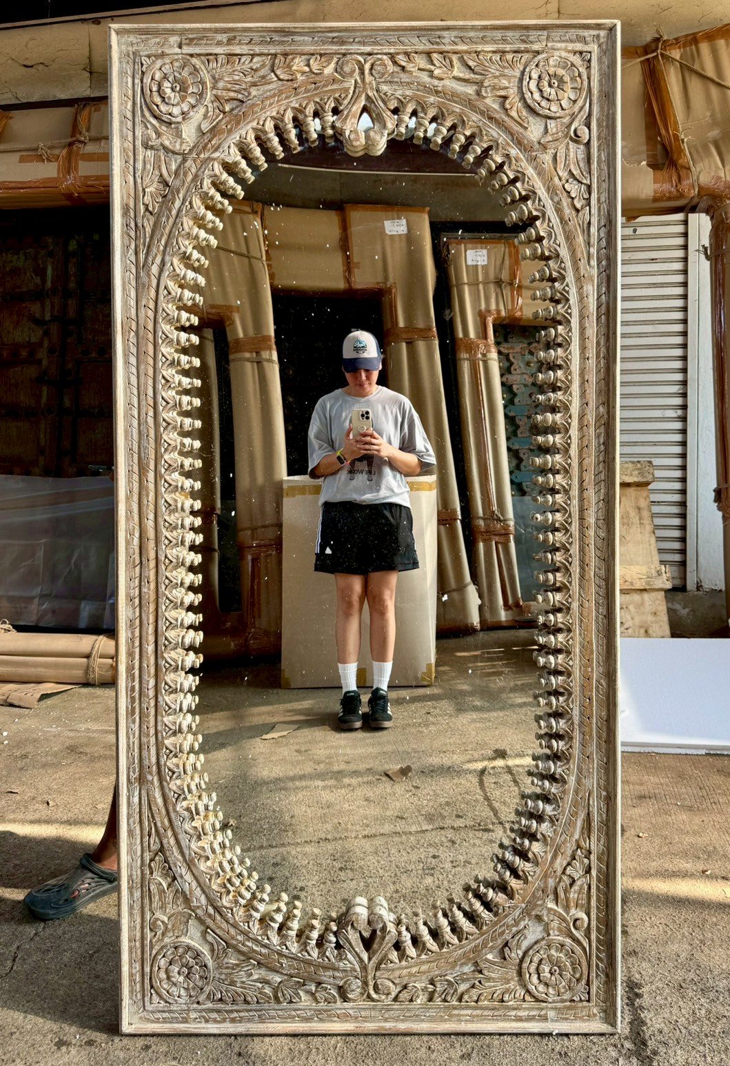 Hand painted traditional Indian wooden mirror - kamalaantique