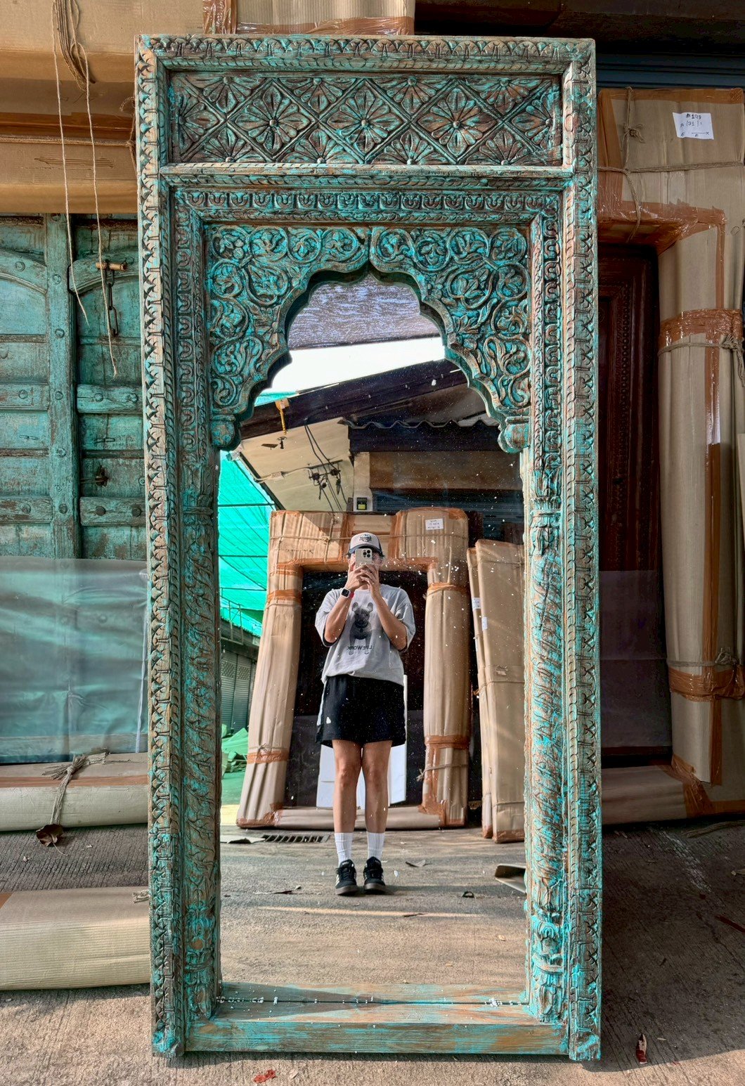Carved Mirror From India - kamalaantique
